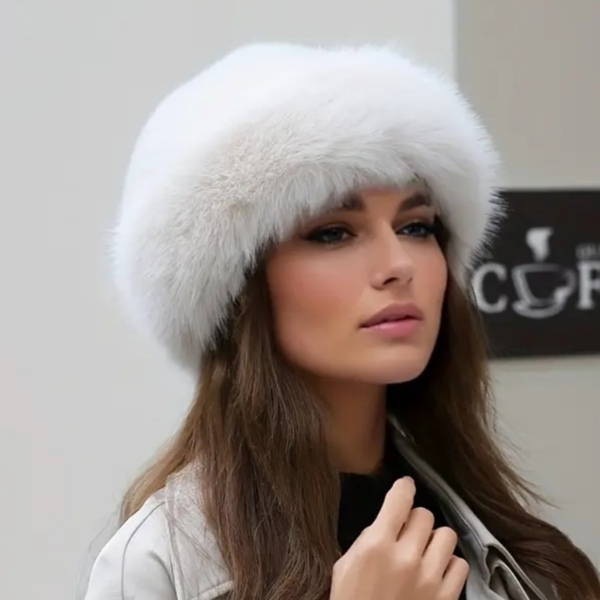 Γούνινο Γυναικείο Καπέλο Λευκό - FamShop